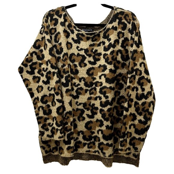 Boston Proper | Sweaters | Boston Proper Leopard Sweater Womens Xl Boho ...
